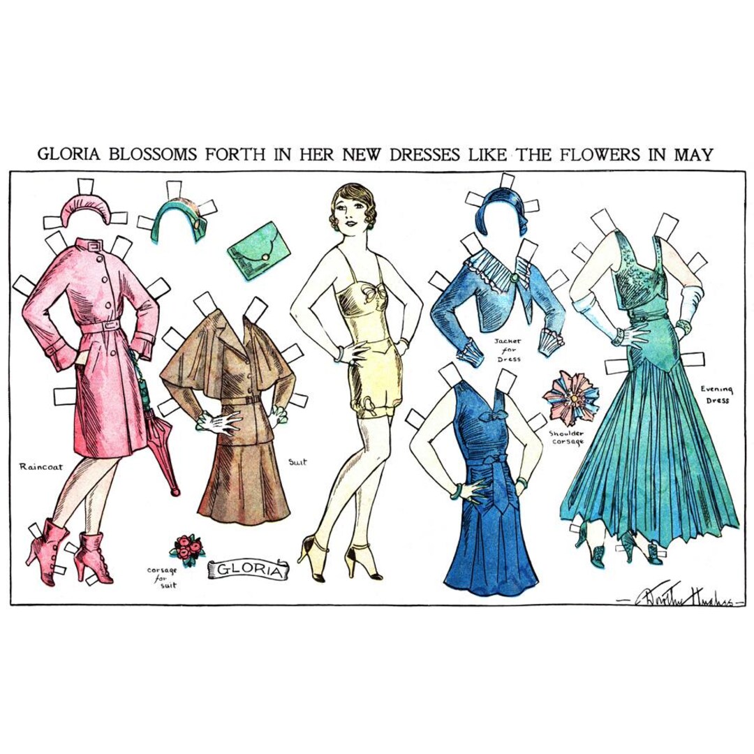 Art Deco Flapper Printable Paper Doll Gloria Digital Download - Etsy