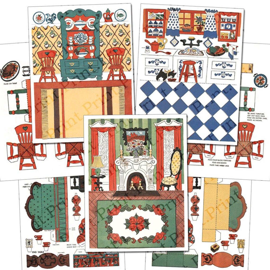 Paper Doll House Rooms & Furniture Printable Digital Download Image PDF ...