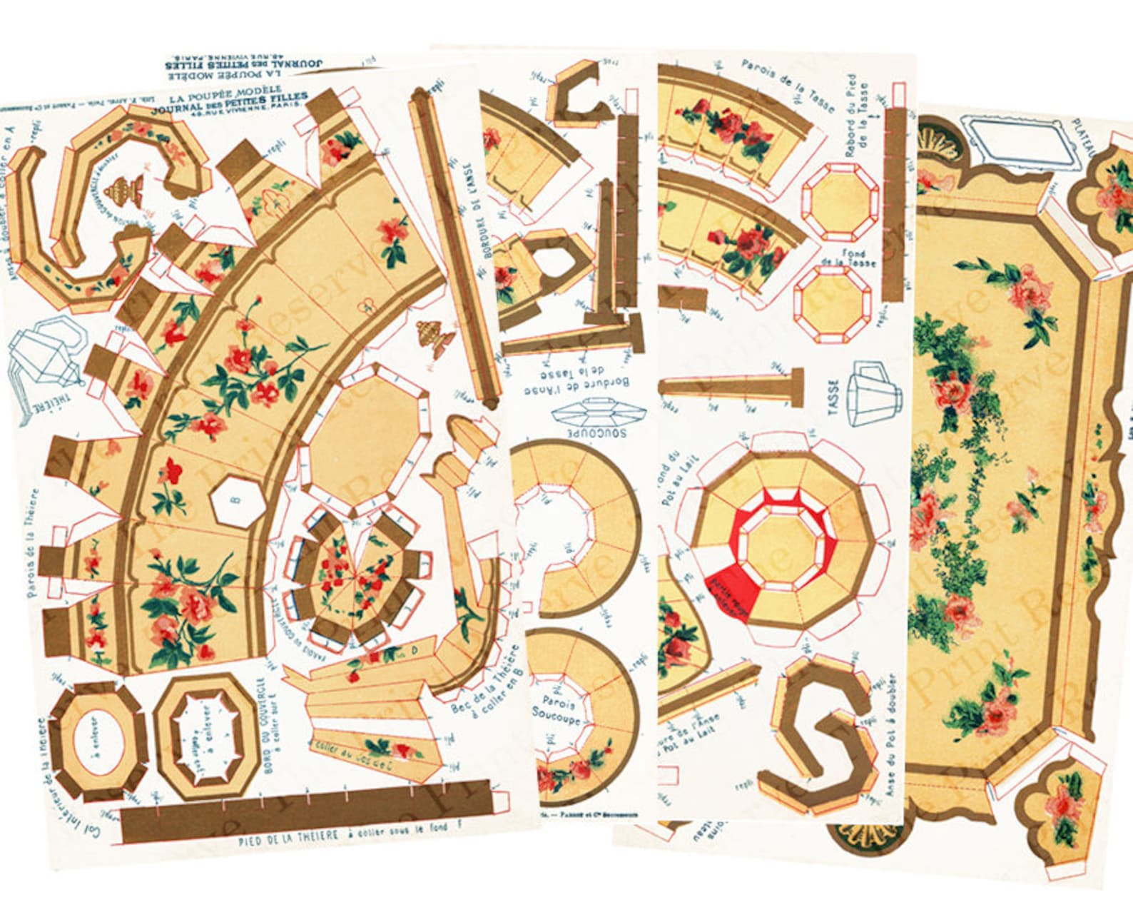 Printable Tea Set Paper Doll House Victorian Digital Download - Etsy