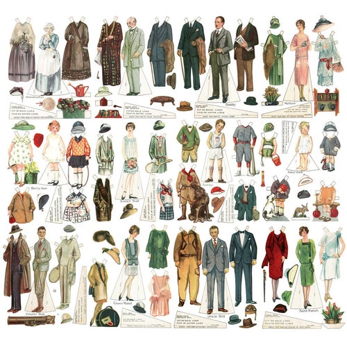 Printable Paper Doll Family Digital Download 1920s Art Deco - Etsy