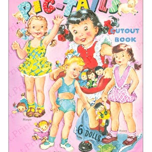 Pigtails Paper Doll Book Printable Digital Download 50s Illustrated ...