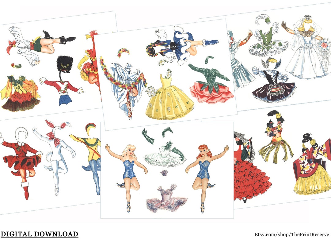 Paper Doll Printable 1950s Ballet Ballerina Dancer Digital Download ...