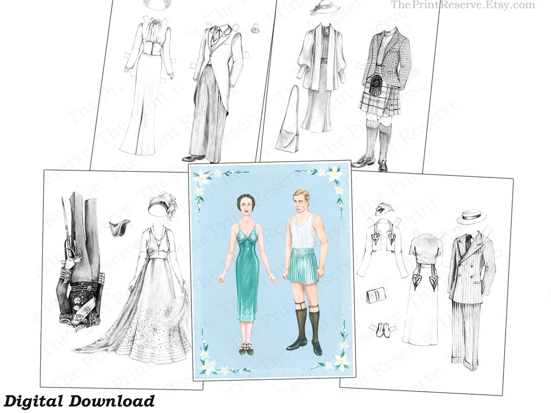 Wallis Simpson Prince Edward Paper Doll Coloring Pages Digital Download ...