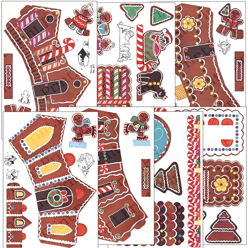 Gingerbread House Printable Digital Download Christmas Paper Doll Model ...