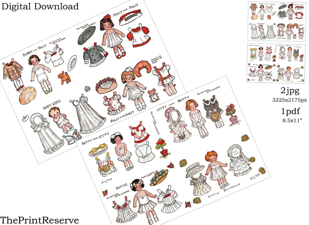 Printable Paper Doll Image Digital Download Illustration - Etsy