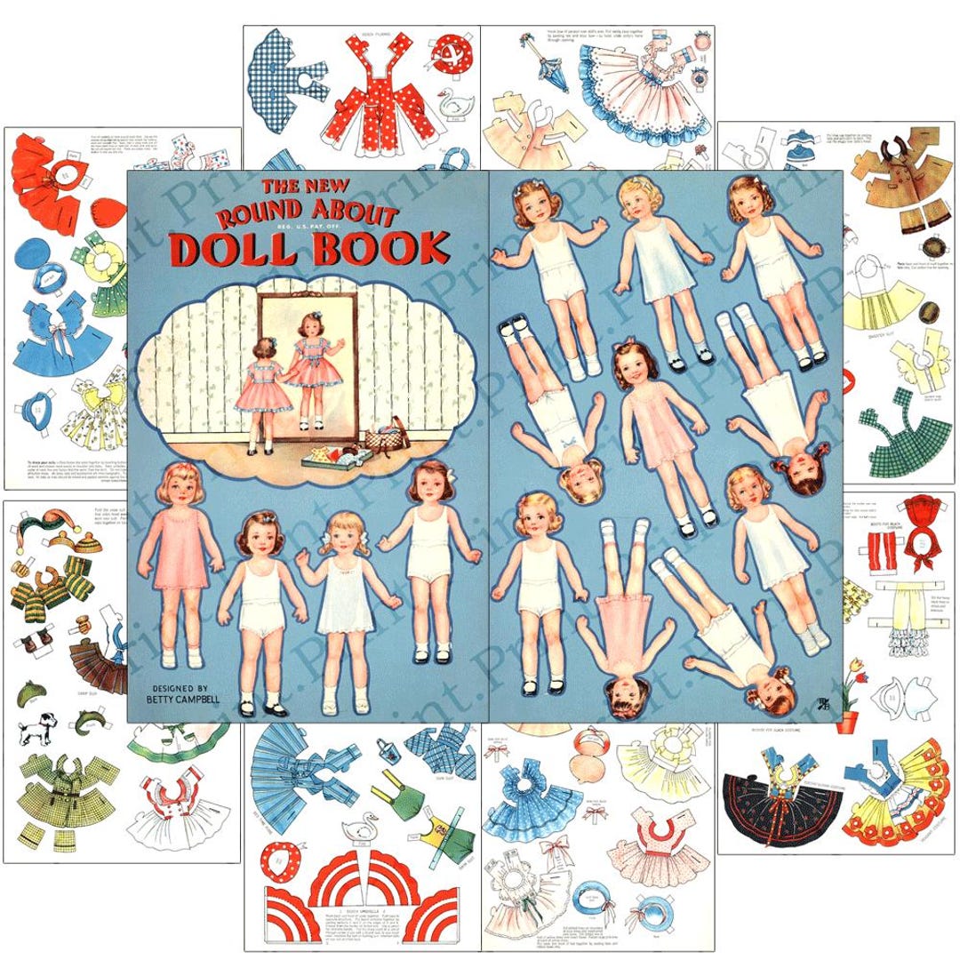 Printable Paper Dolls Papercraft Craft Kit Round About Dolls Digital ...