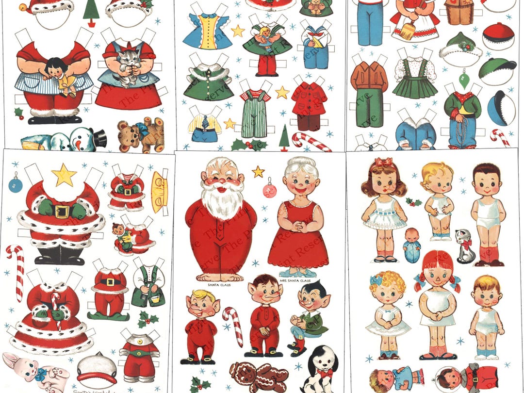 Christmas Paper Doll Santa Claus Retro Printable Digital Download Item ...
