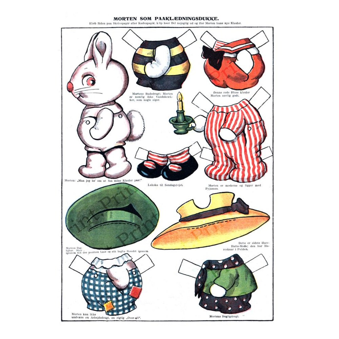 Easter Bunny Paper Doll Grace Drayton Printable Digital Download - Etsy