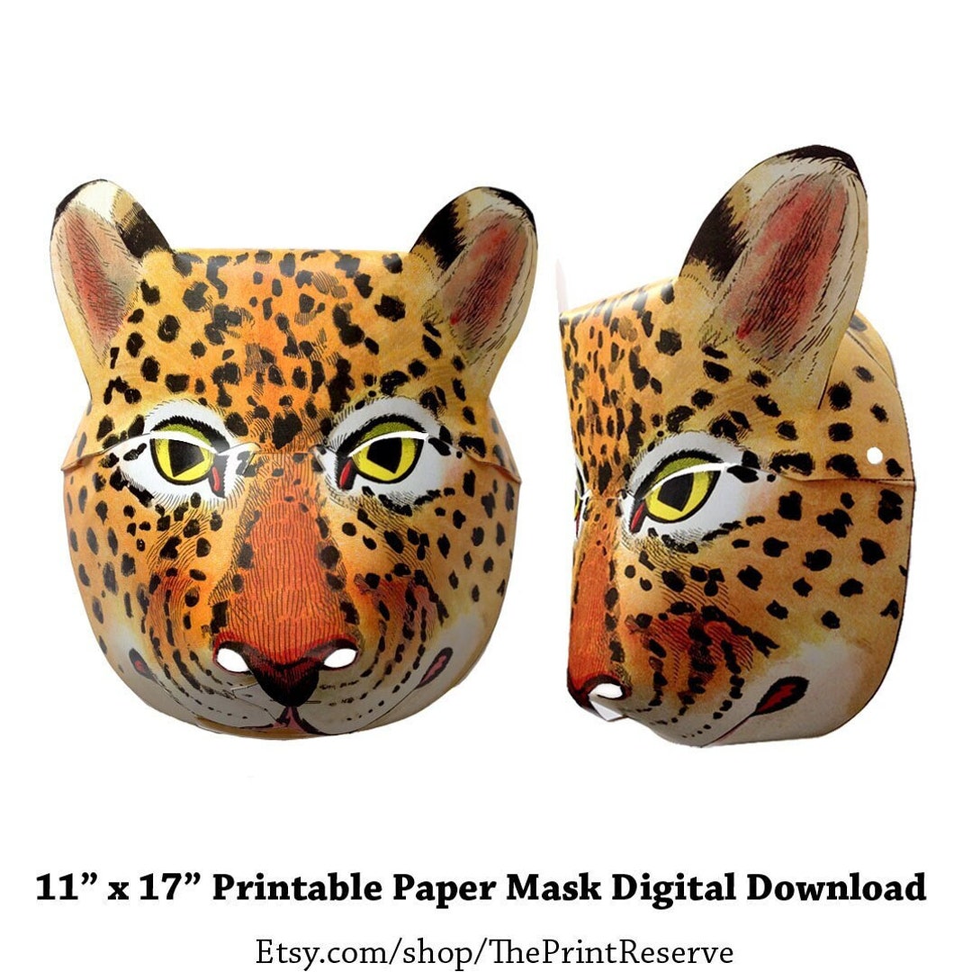 Cheetah Mask Halloween Printable Digital Download 11" X 17" Item #815 ...