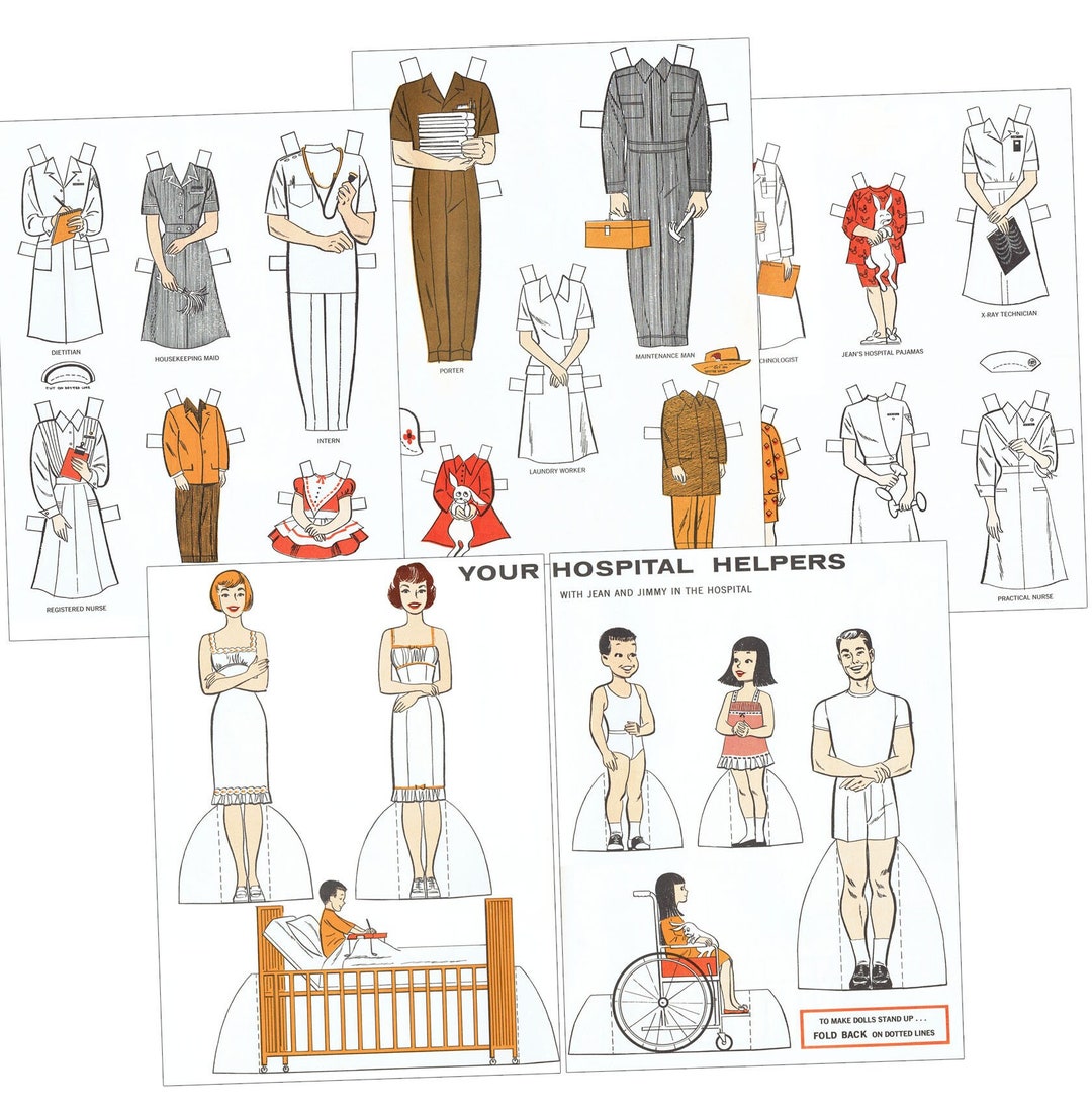 Paper Dolls Printable Hospital Helpers Nurse Doctor Digital - Etsy
