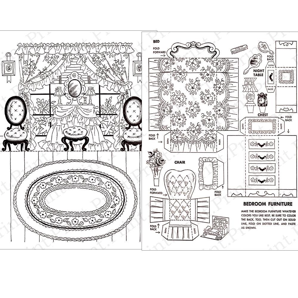 Paper Doll House Bed Room & Furniture Printable Digital Download Image ...