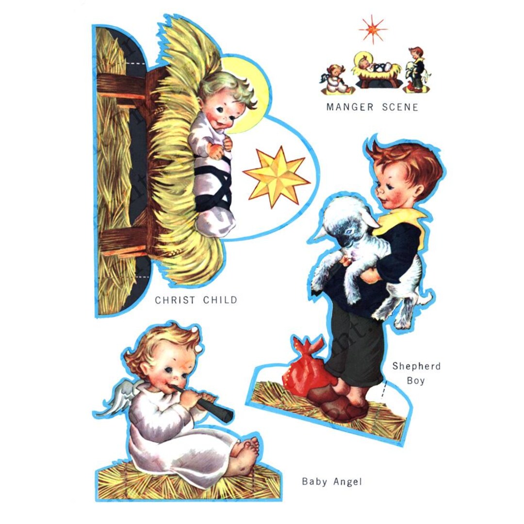 Vintage Christmas Printable Manger Nativity Paper Doll Digital Download ...