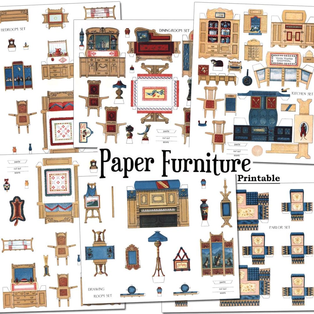 Paper Doll House Furniture Miniature 6 Pages Printable Digital Download ...
