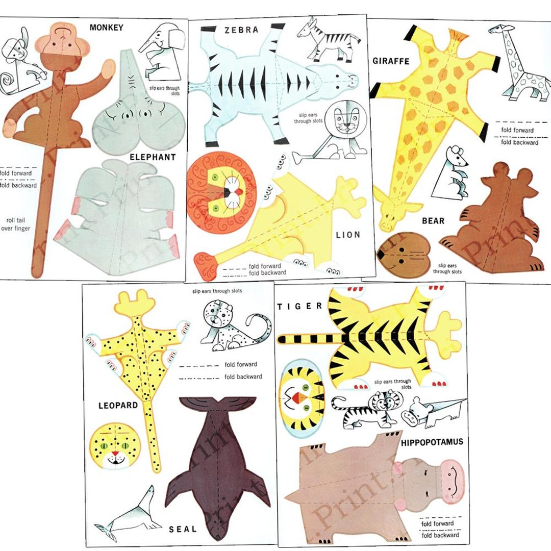 Folding Paper Animal Model Digital Download Printable Toy - Etsy
