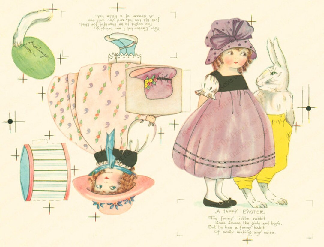 Printable Easter Paper Doll Bunny & Girl Digital Download - Etsy