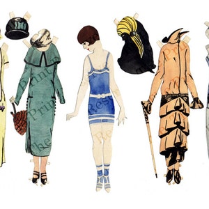 Printable Flapper Digital Paper Doll 1920s Instant Digital - Etsy