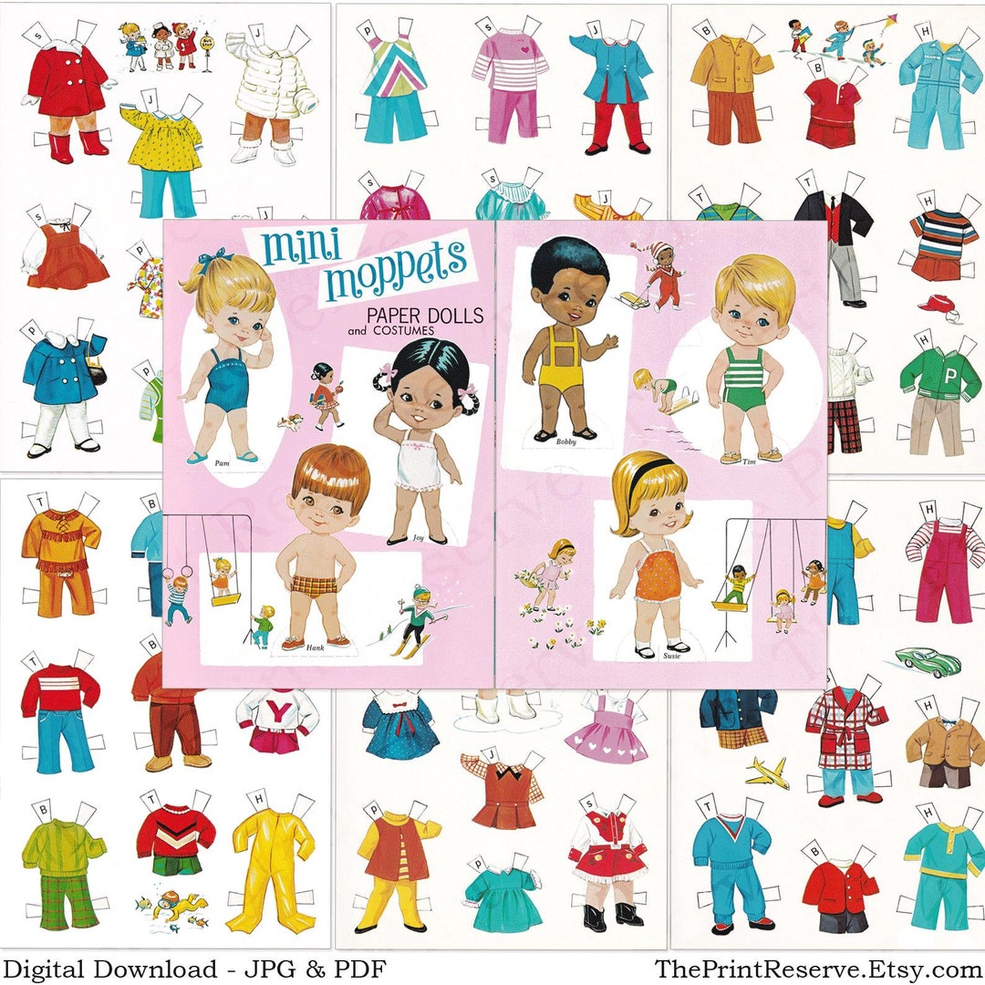 Paper Doll Digital Download Mini Moppets Printable Art Image - Etsy
