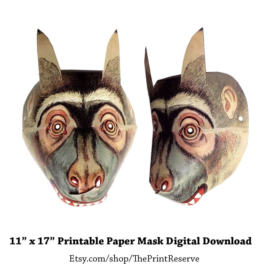 Paper Mask Monkey Printable Digital Download 11 X 17 - Etsy