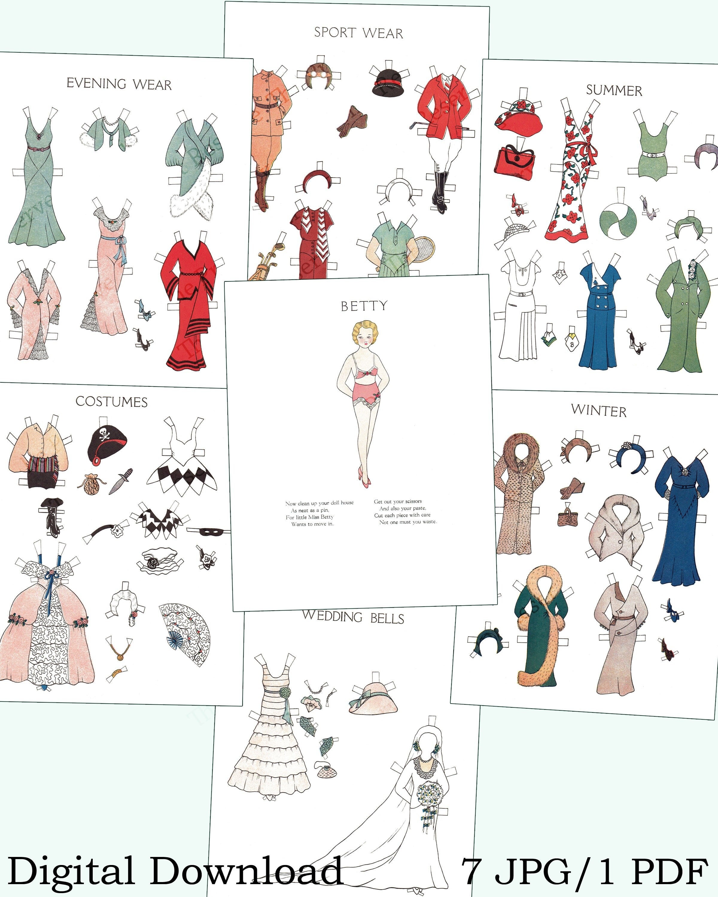 Paper Doll Digital Download Art Deco Betty Flapper #394 - Etsy
