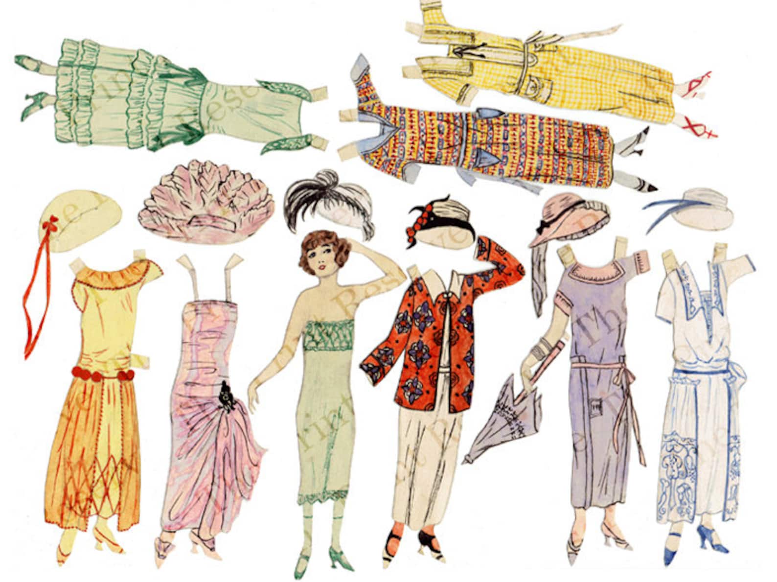 Printable Flapper Digital Paper Doll 1920s Instant Digital Download ...