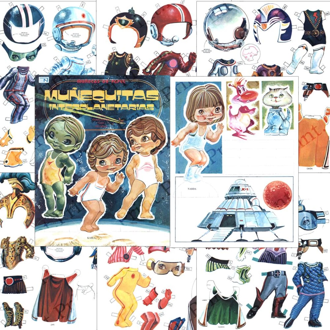 Alien Doll Printable Paper Dolls Retro Vintage Printable Digital ...