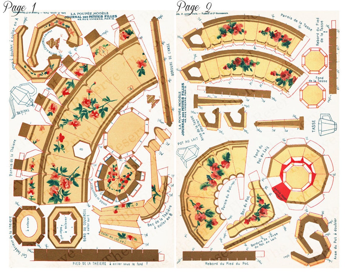 Printable Tea Set Paper Doll House Victorian Digital Download - Etsy