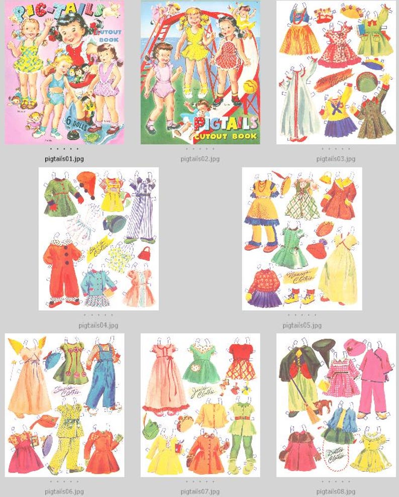Pigtails Paper Doll Book Printable Digital Download 50s Illustrated ...