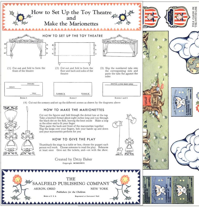 Marionette Paper Puppet Theater Book Printable Digital Download - Etsy