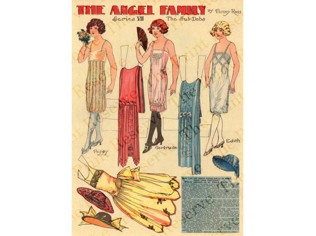 Printable Paper Dolls Angel Family Flappers Sub Debs Doll Penny Ross ...