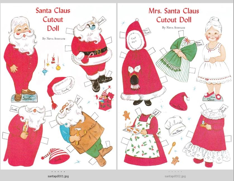 Christmas Santa Claus Mrs Claus Retro Printable Digital Download - Etsy