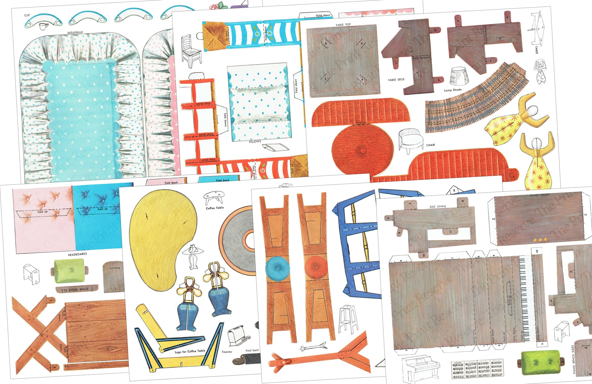 Printable Miniature Paper Furniture Templates