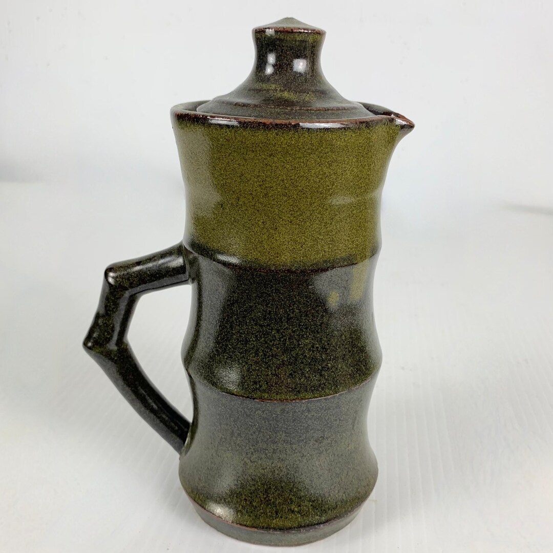 Mid Century Modern Teapot Studio Art Pottery 3 Pieces Avocado Green ...