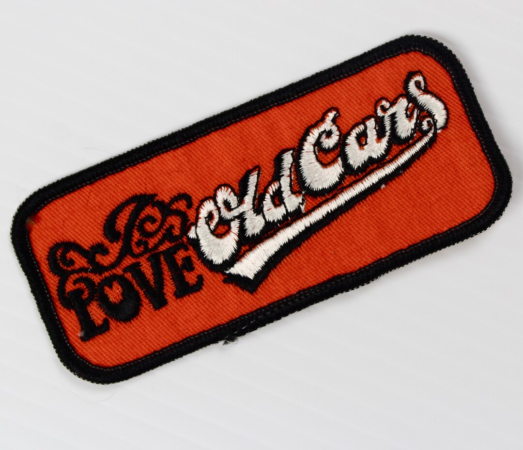 Vintage Patch I Love Old Cars Orange and Black Embroidered Iron on Sew ...