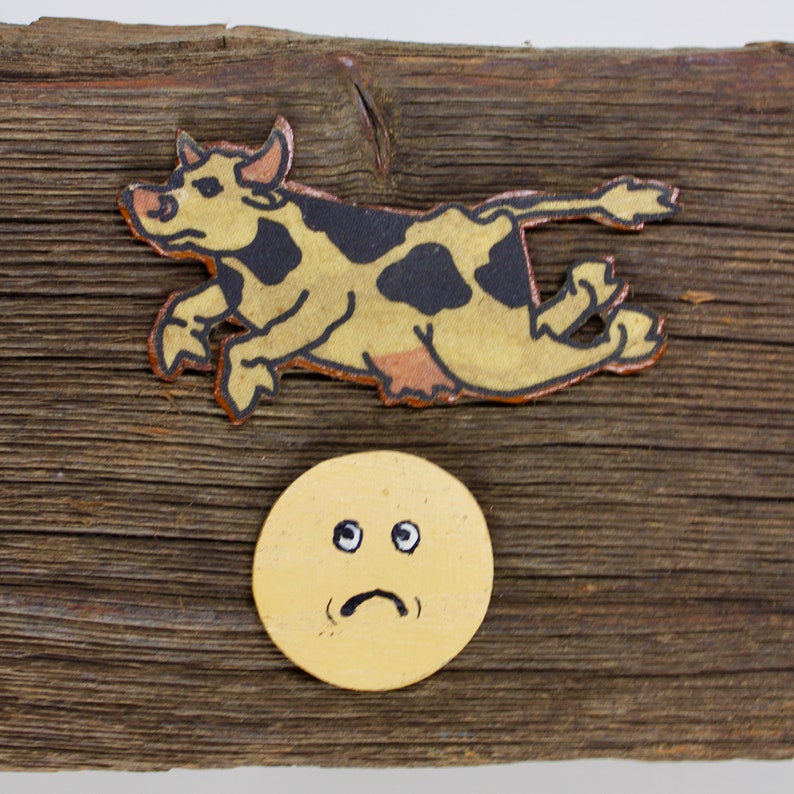 Hey Diddle Diddle Farmhouse Wooden Barn Board With Cow Jumping - Etsy
