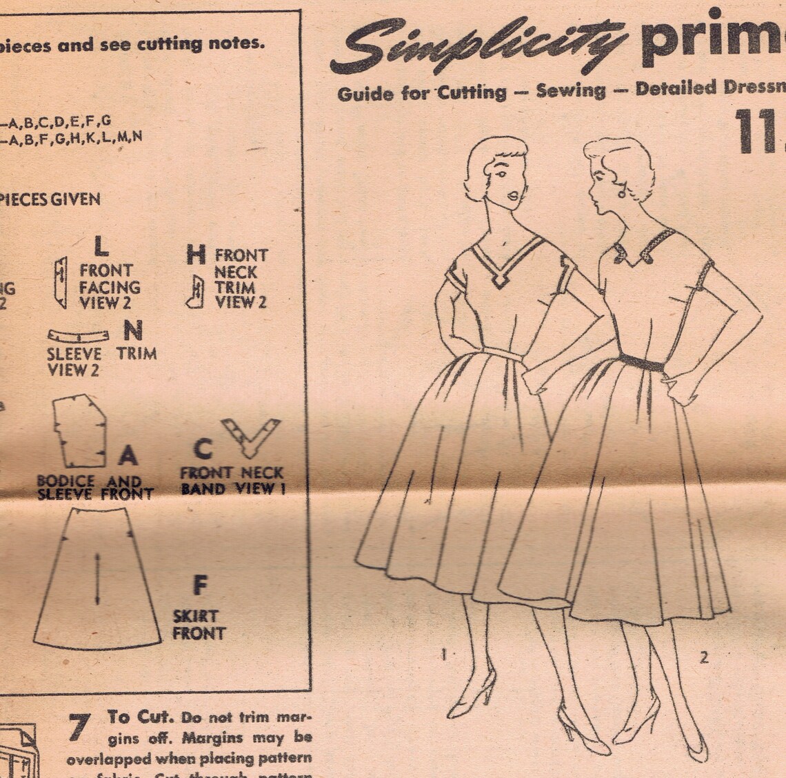 Uncut 1955 Simplicity Pattern 1135 Mid Century Dress Size 18 - Etsy