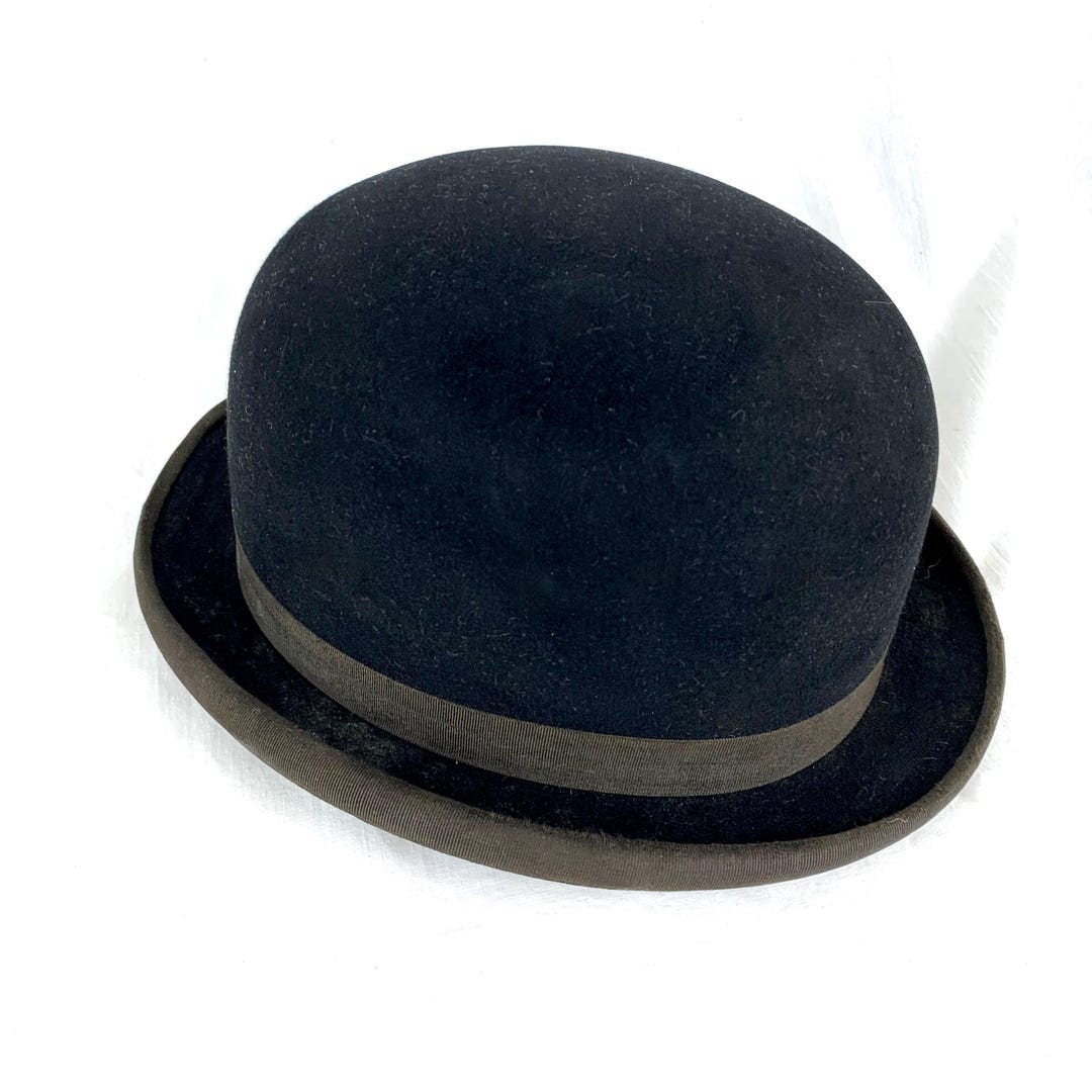 Antique Equestrian Black Bowler Hat Hard 1900s Size 7 Medium Costume ...
