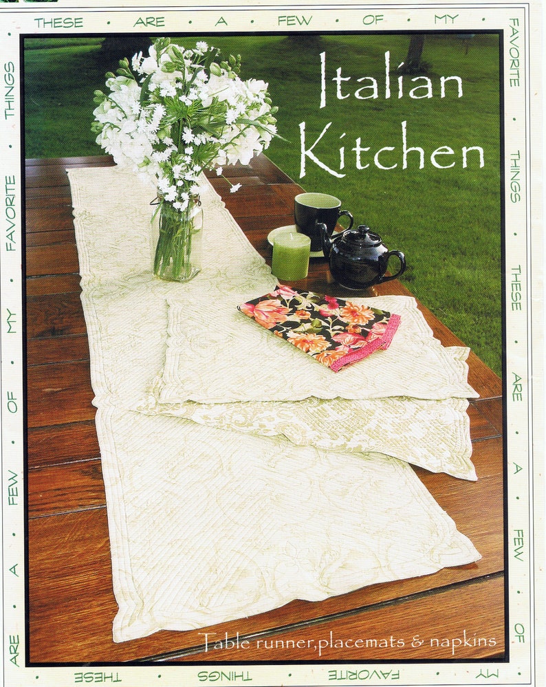 Italian Kitchen Placemats Table Runner Napkins Quilting Tissue - Etsy