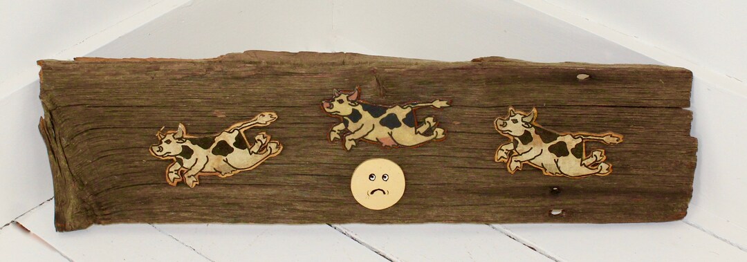 Hey Diddle Diddle Farmhouse Wooden Barn Board With Cow Jumping Over the ...
