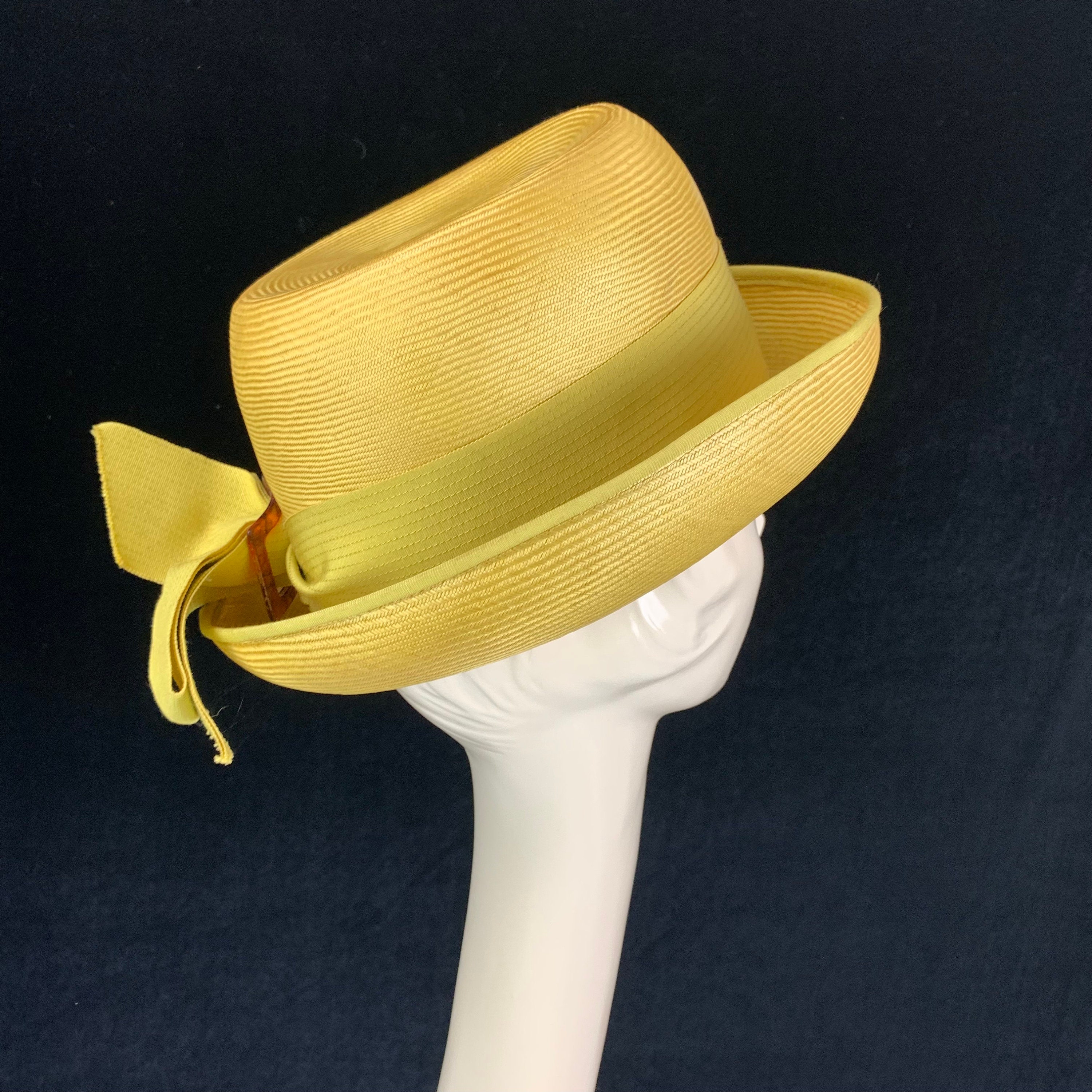 1980s Vintage Yellow Straw Hat by Hess Department Store - Etsy