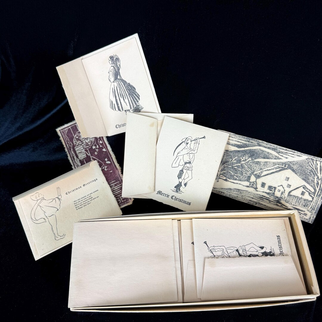 Vintage 1940s Artist Christmas Cards 26 Blank Assortment With Envelopes ...