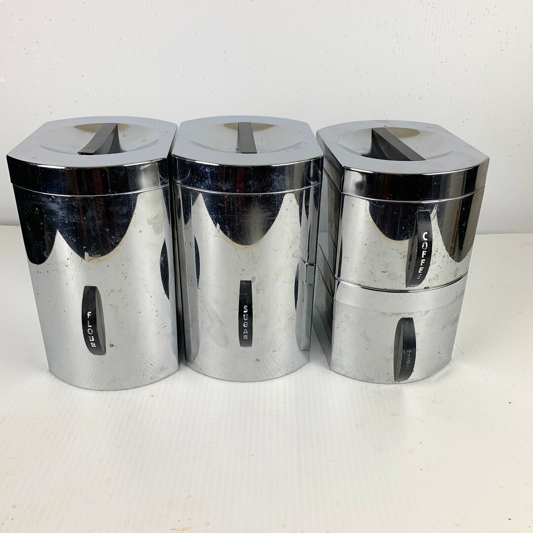 Vintage Kromex Kitchen Canisters 8 Pc Mid Century Modern Chrome ...