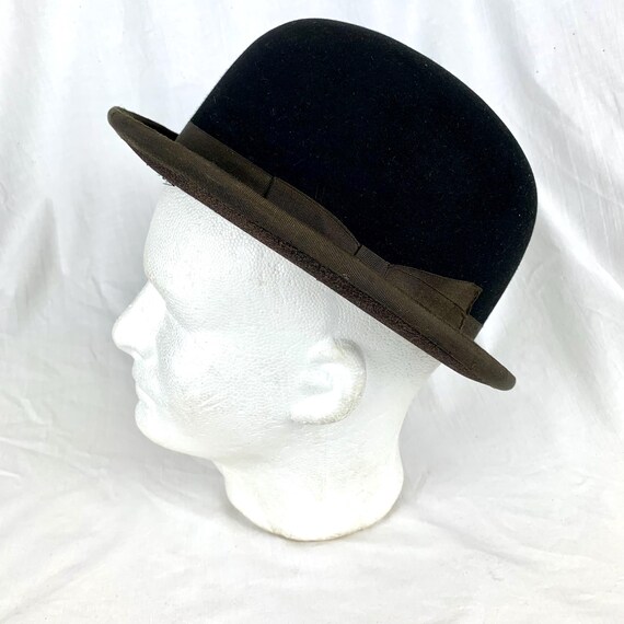Antique Equestrian Black Bowler Hat Hard 1900s Size 7… - Gem