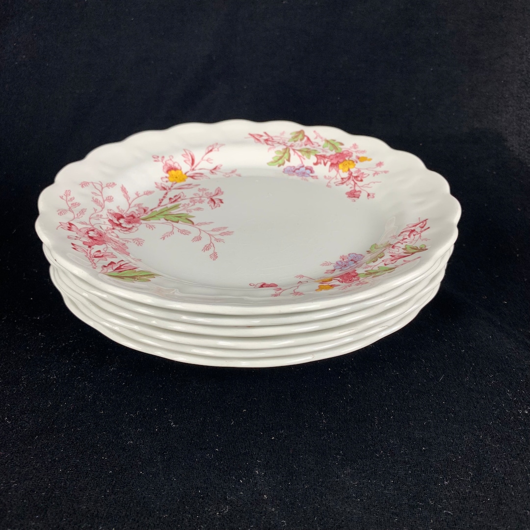 6 Vintage English Garden Ridgeway 8 Inch Side Dishes Ironstone ...