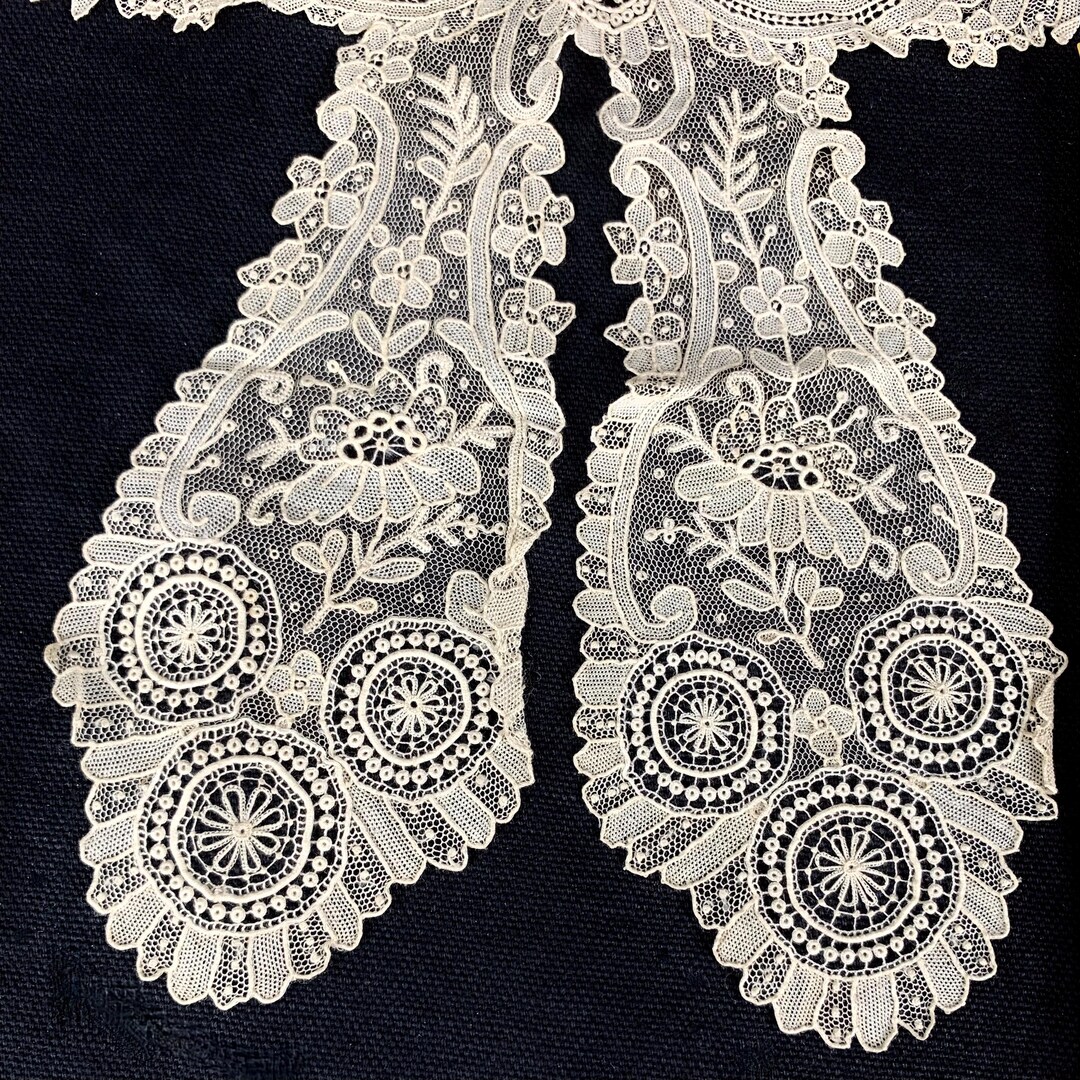 Antique 1800s Victorian Hand Made Lace High Collar With Hanging Ties ...
