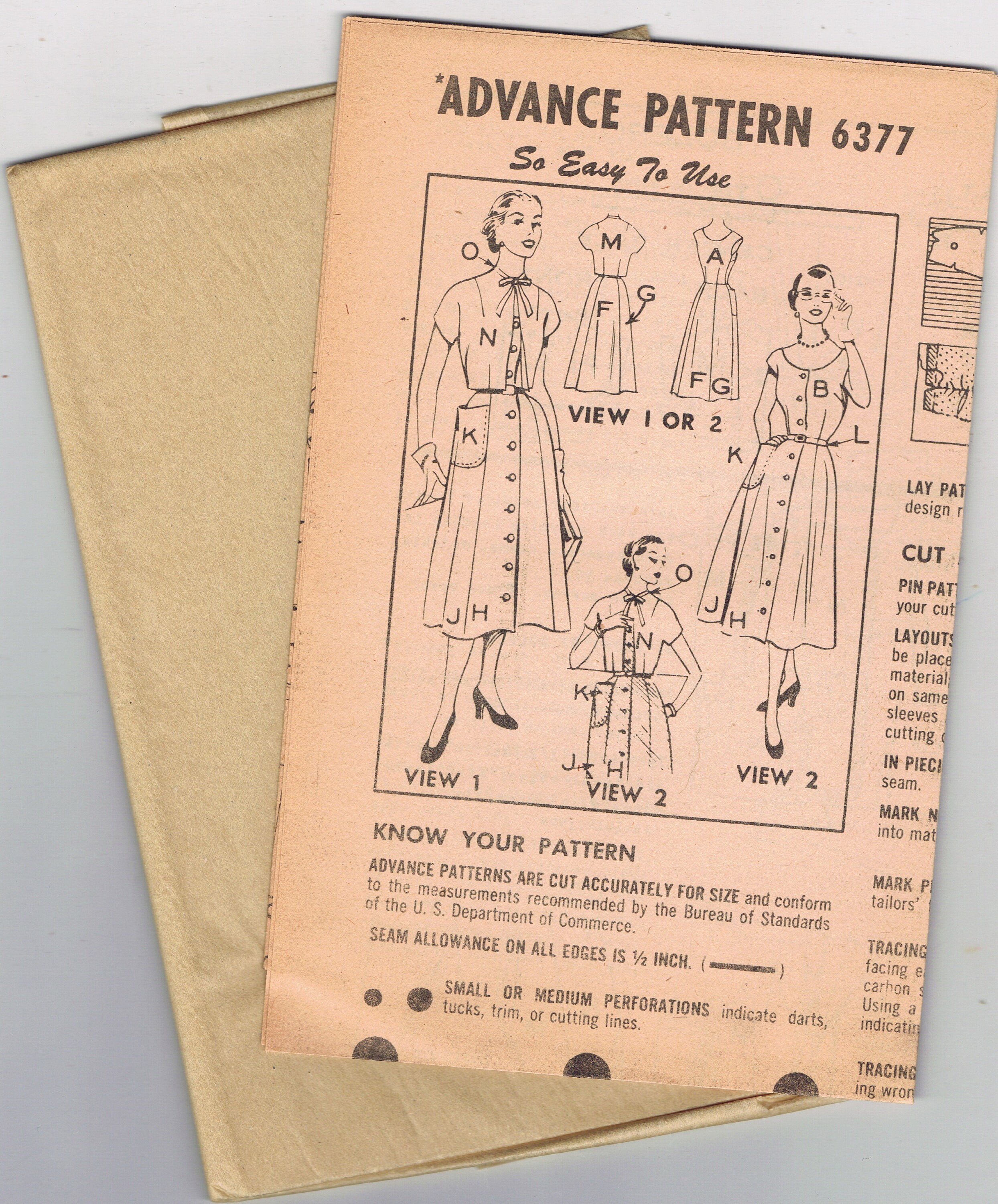 Uncut 1953 Advance Pattern 6377 House Dress With Bolero Size - Etsy