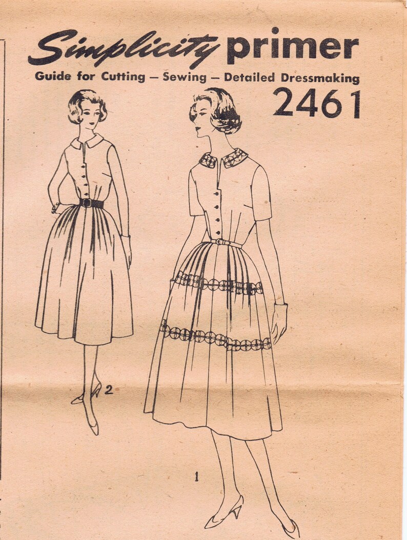 1958 Simplicity Pattern 2461 Dress Size 20 Full Pleated Skirt - Etsy