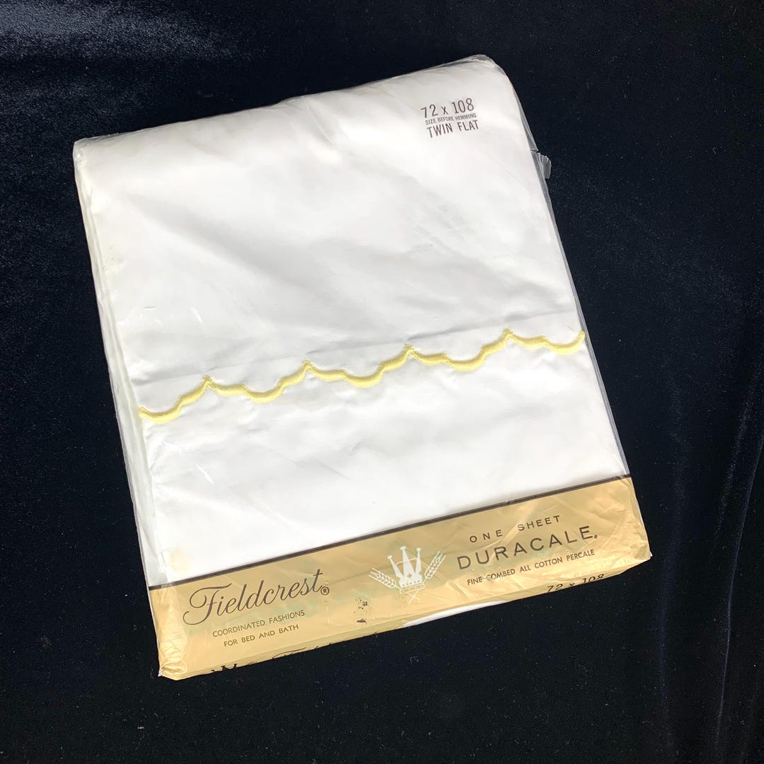New Vintage Fieldcrest Duracale Twin Bed Flat Sheet White All Cotton W ...