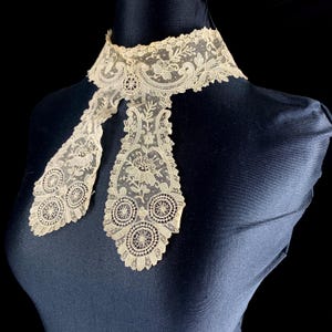 Antique 1800s Victorian Hand Made Lace High Collar With 2 Hanging ...