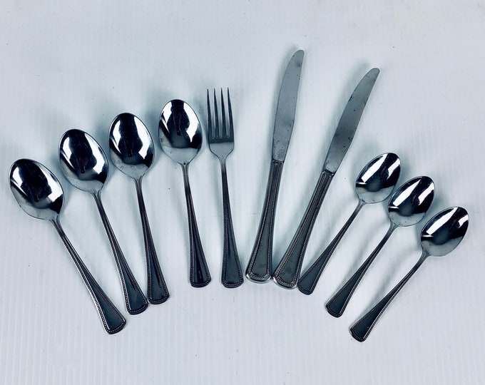 10 Pieces Oneida Needlepoint Beaded Artistry Stainless Steel Flatware ...