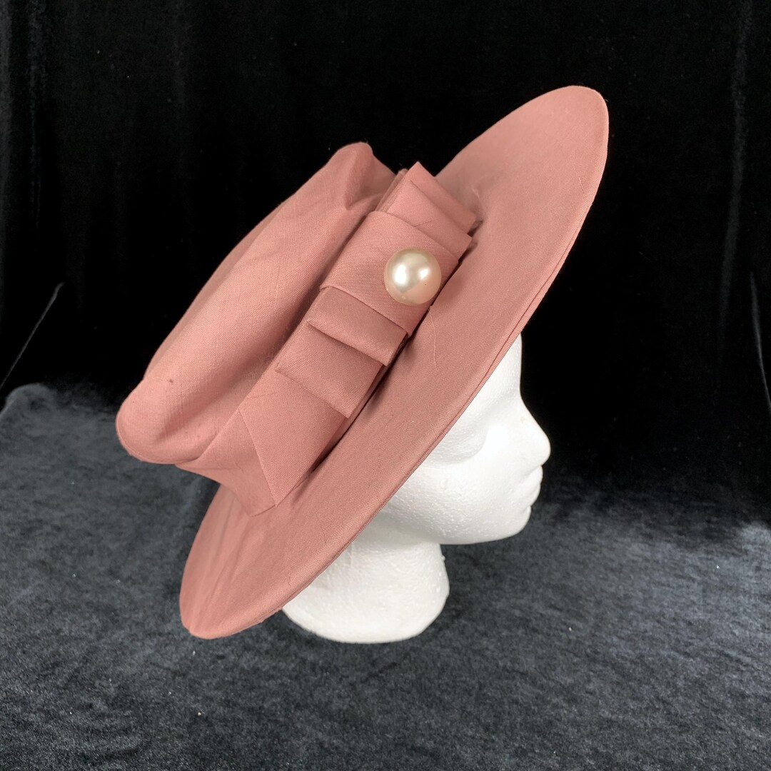Vintage Bonwit Teller Wide Brim Hat 21 Inches Around Head Dusty Rose ...